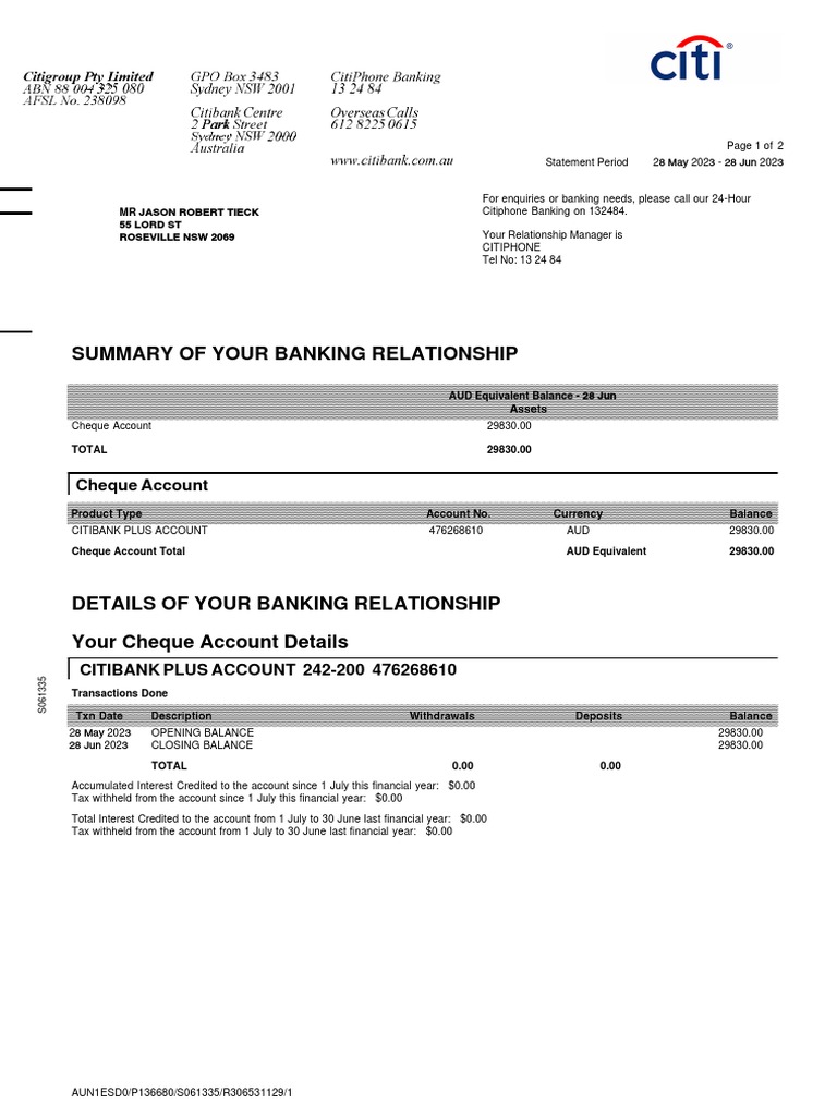 Citibank Statement | PDF | Banks | Transaction Account Citibank Statement | PDF | Banks | Transaction Account
