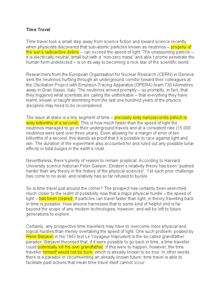 Reading Comprehension | PDF | Time Travel | Neutrino