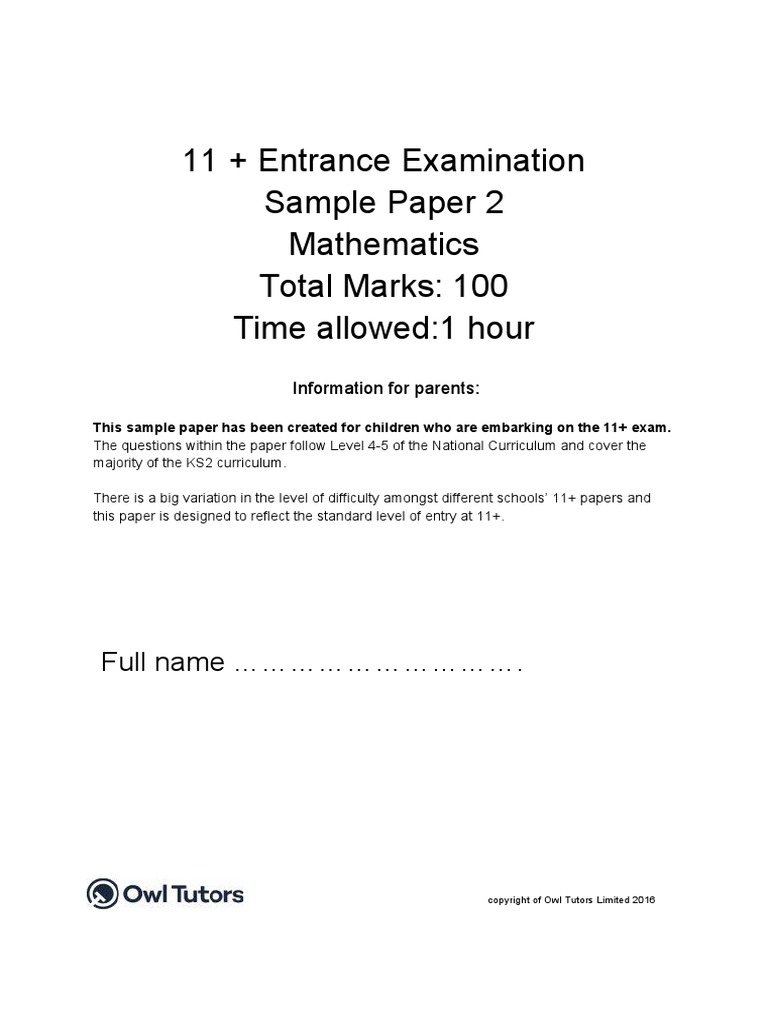 11 Plus Owl Maths 2 Question Booklet | PDF | Mathematics