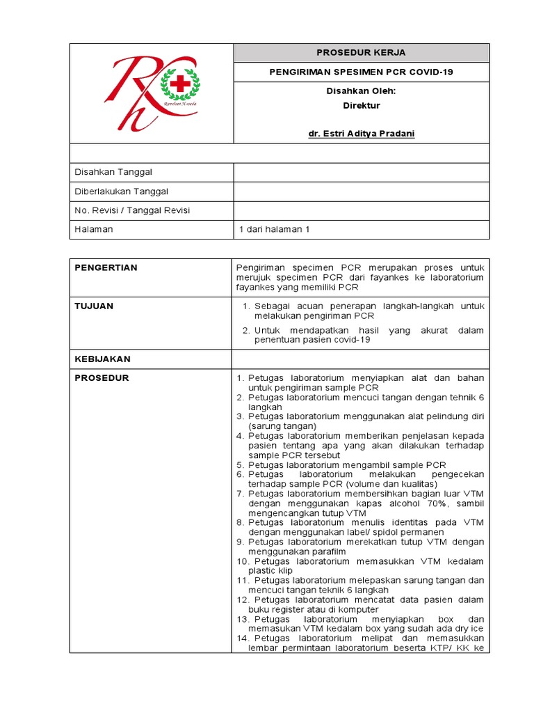 SOP Pengiriman Spesimen PCR | PDF | Sains & Matematika