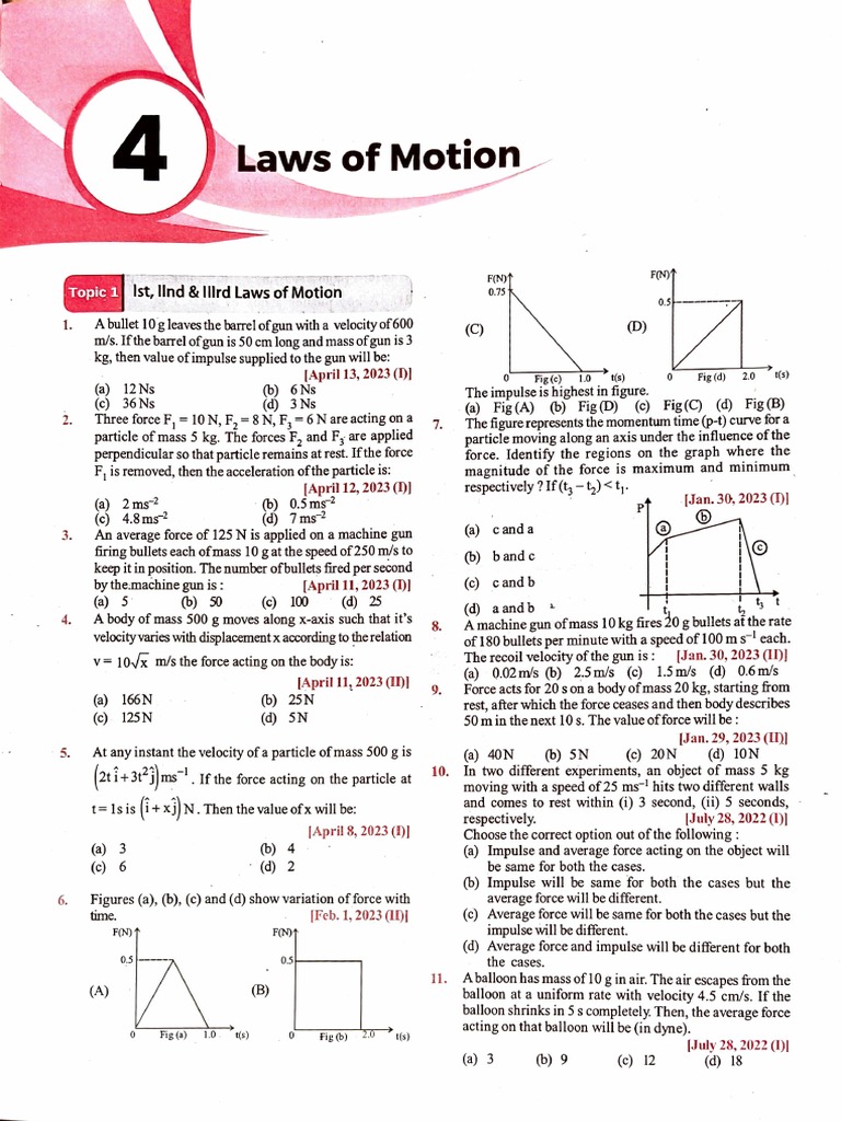 Motion in Plane Pyqs | PDF | Force | Physical Phenomena