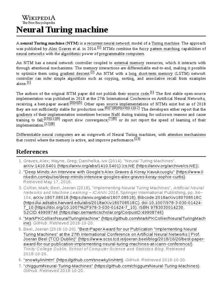 Neural Turing Machine | PDF | Cognitive Science | Learning