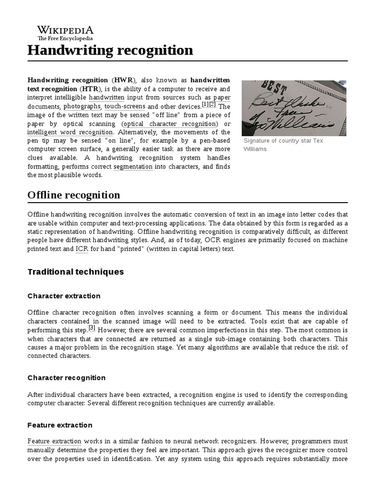 Handwriting Recognition | PDF | Computer Engineering | Human–Computer ...