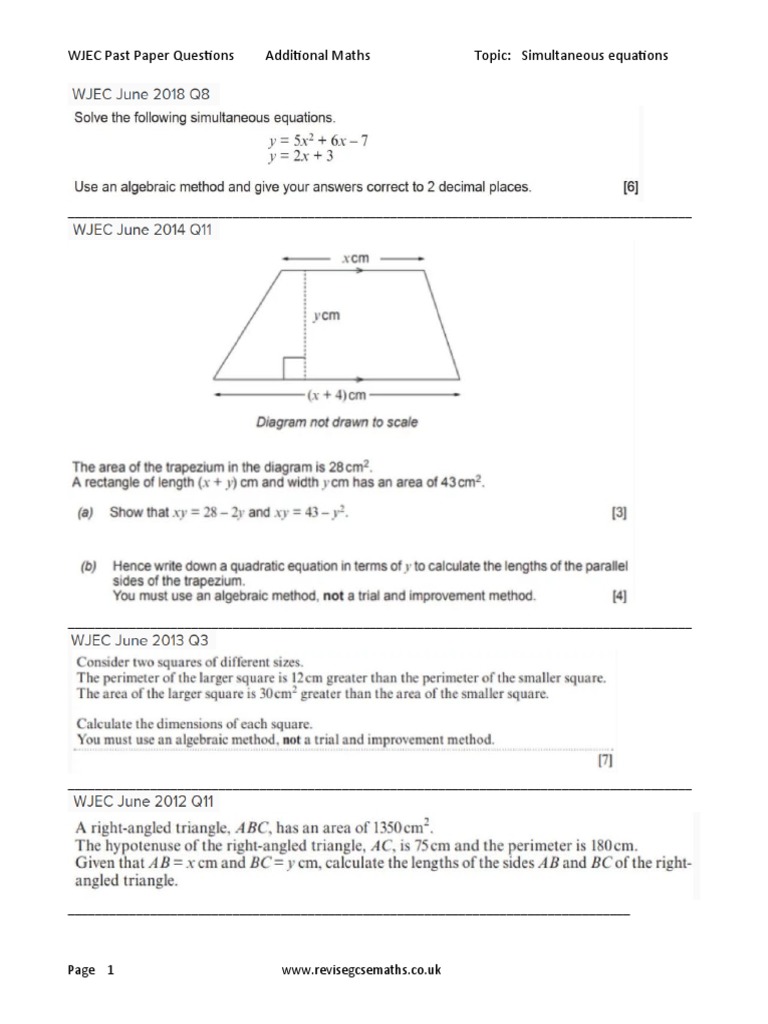 WJEC Additional Maths Practice | PDF