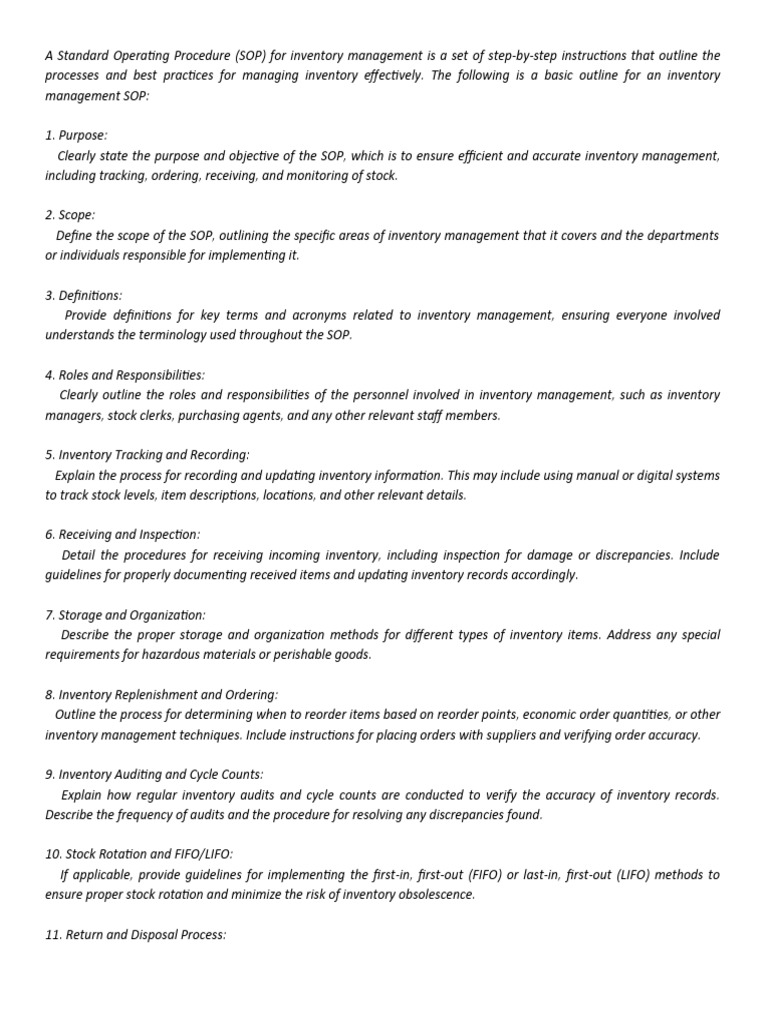 Sop | Download Free PDF | Inventory | Business