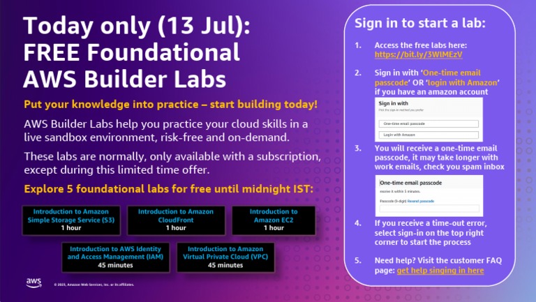 AWS Builder Labs - 5 FREE Foundational Labs For A Limited Time 13 Jul | PDF | Amazon Web ...
