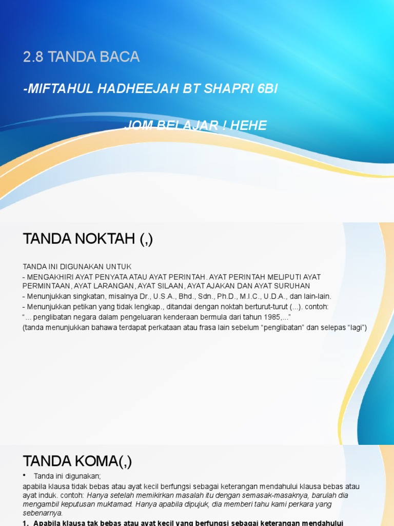 Tanda Baca Bahasa Melayu | PDF | Karier & Perkembangan