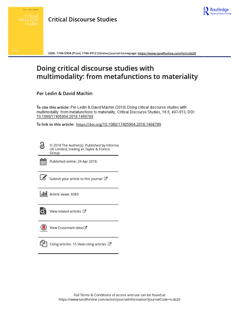 Per Ledin & David Machin (2019) Doing Critical Discourse Studies With ...