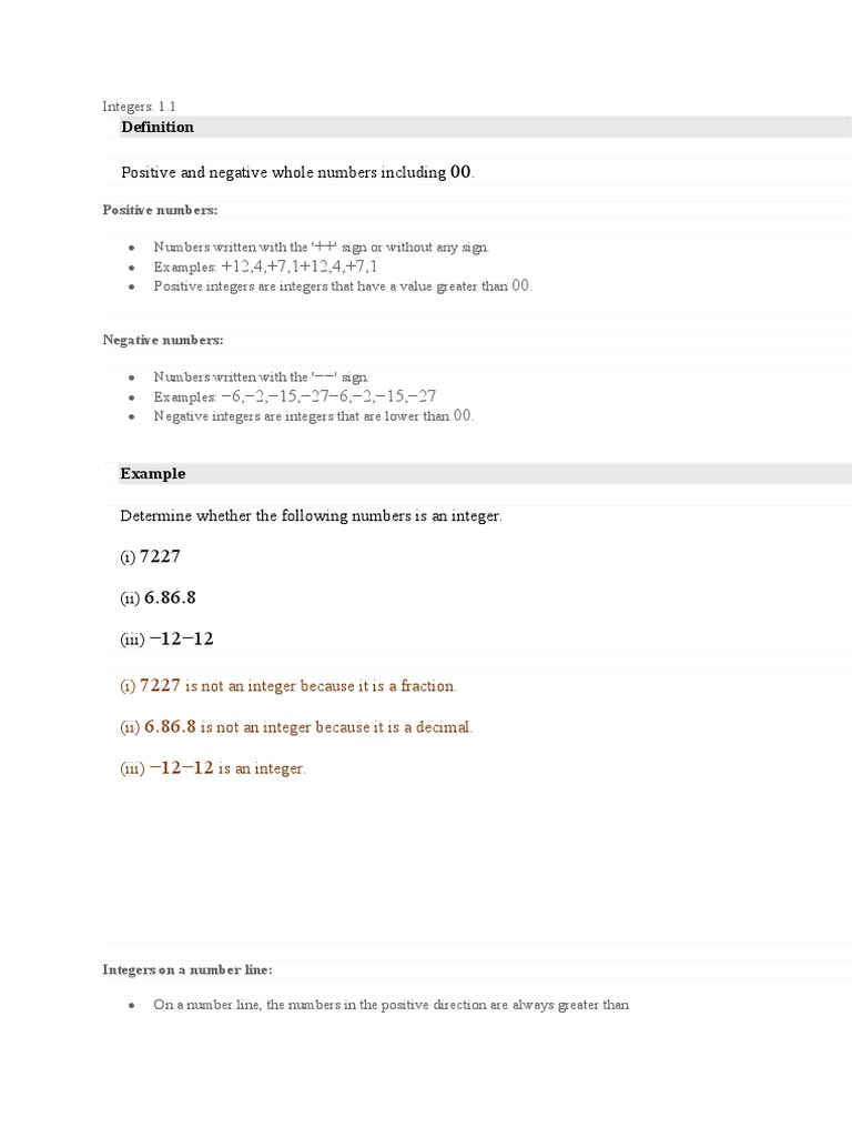 Integers | PDF | Numbers | Mathematical Notation