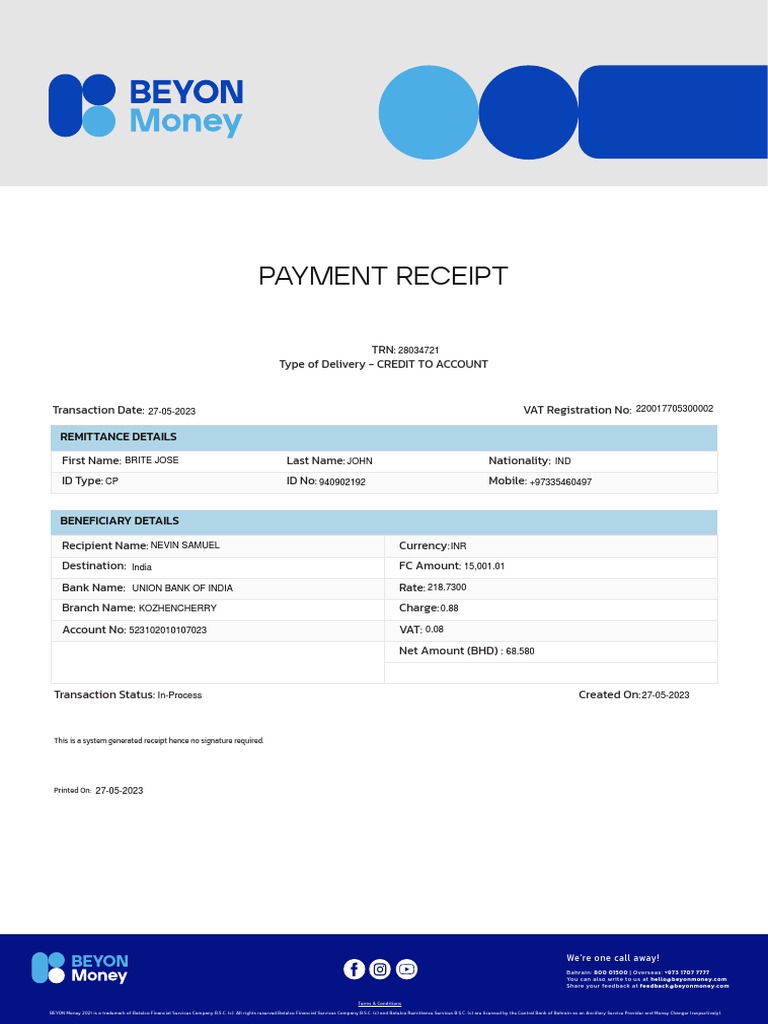 Transfer Receipt | PDF | Receipt | Banks