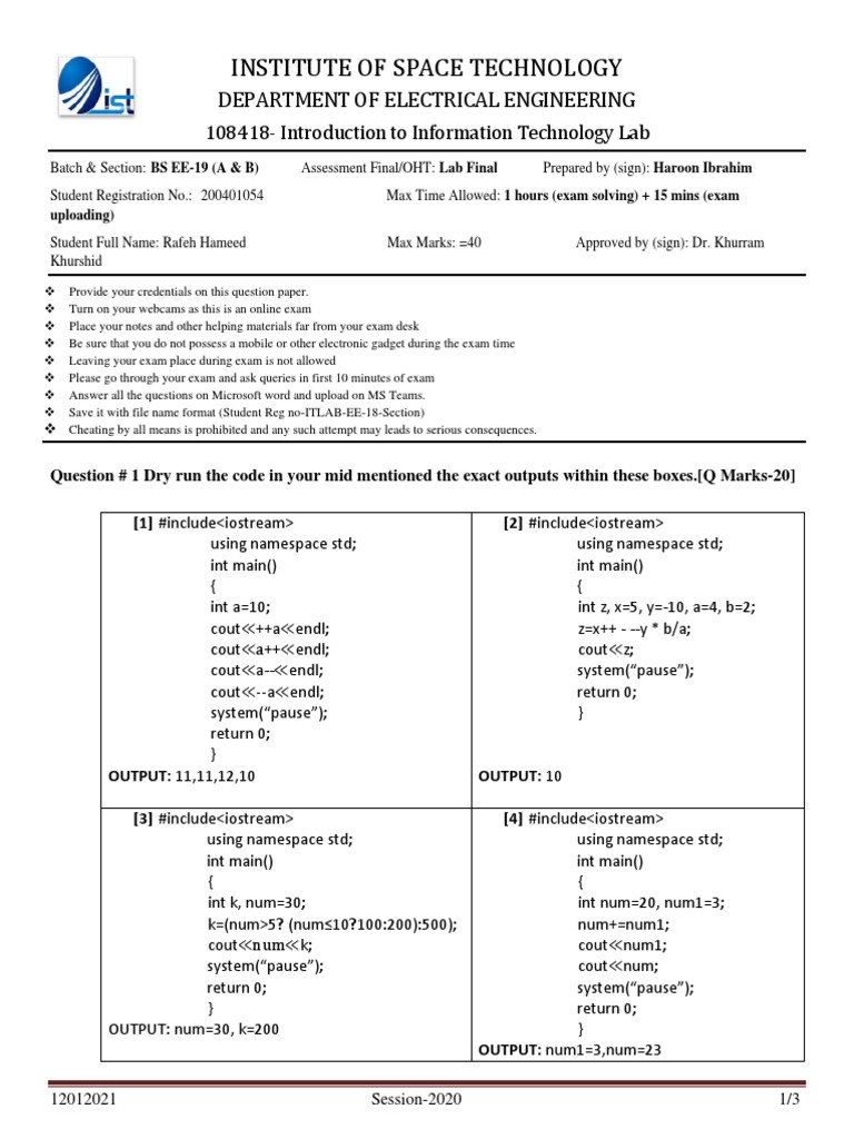 IT Final Lab Solution | PDF | Namespace | Computer Programming