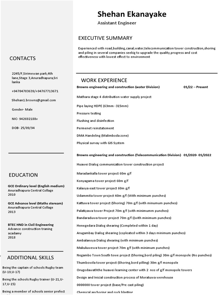 Free CV Template 11 | PDF | Engineering | Civil Engineering