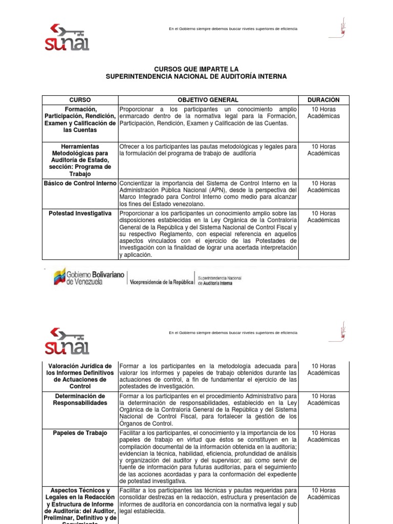 Cursos SUNAI para Eficiencia Gubernamental | PDF | Auditoría ...