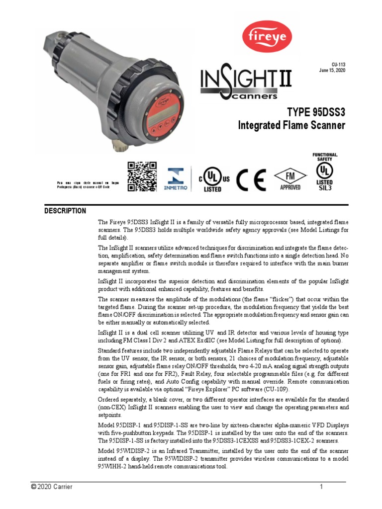 Fireye 95DSS3 InSight II Scanner Manual | PDF | Infrared | Relay