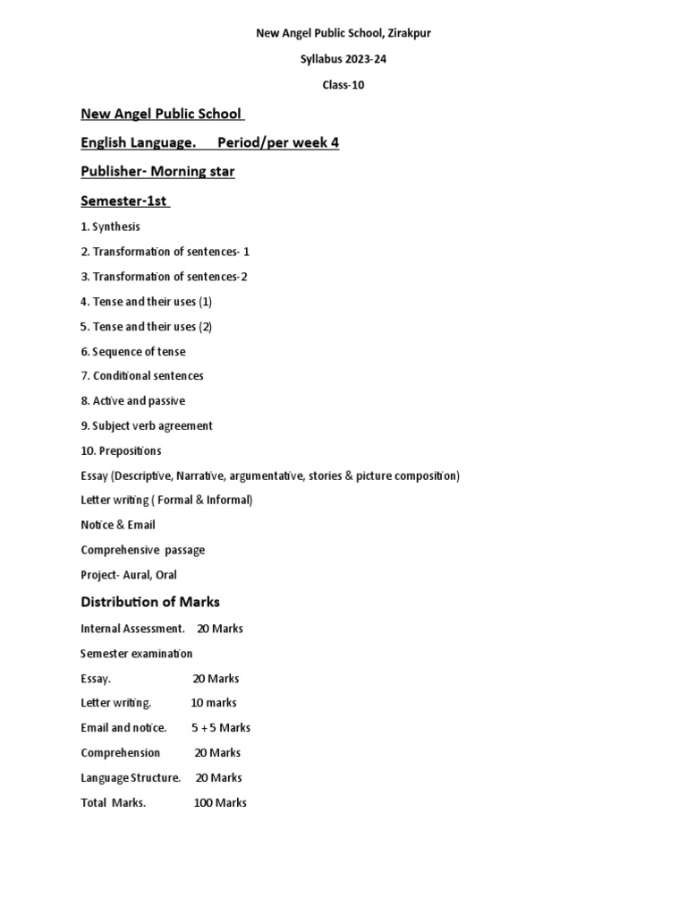 Class 10 Syllabus | PDF | Acid | Chemistry