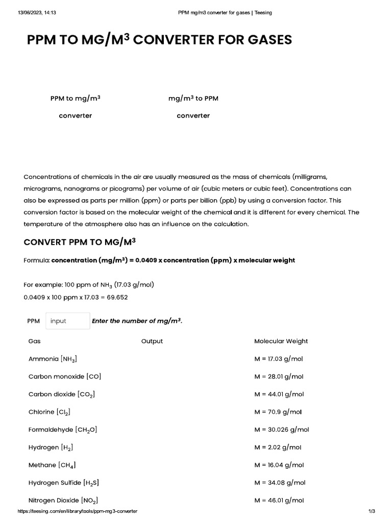 Conversão Ppm x Mg_m3_2 | PDF