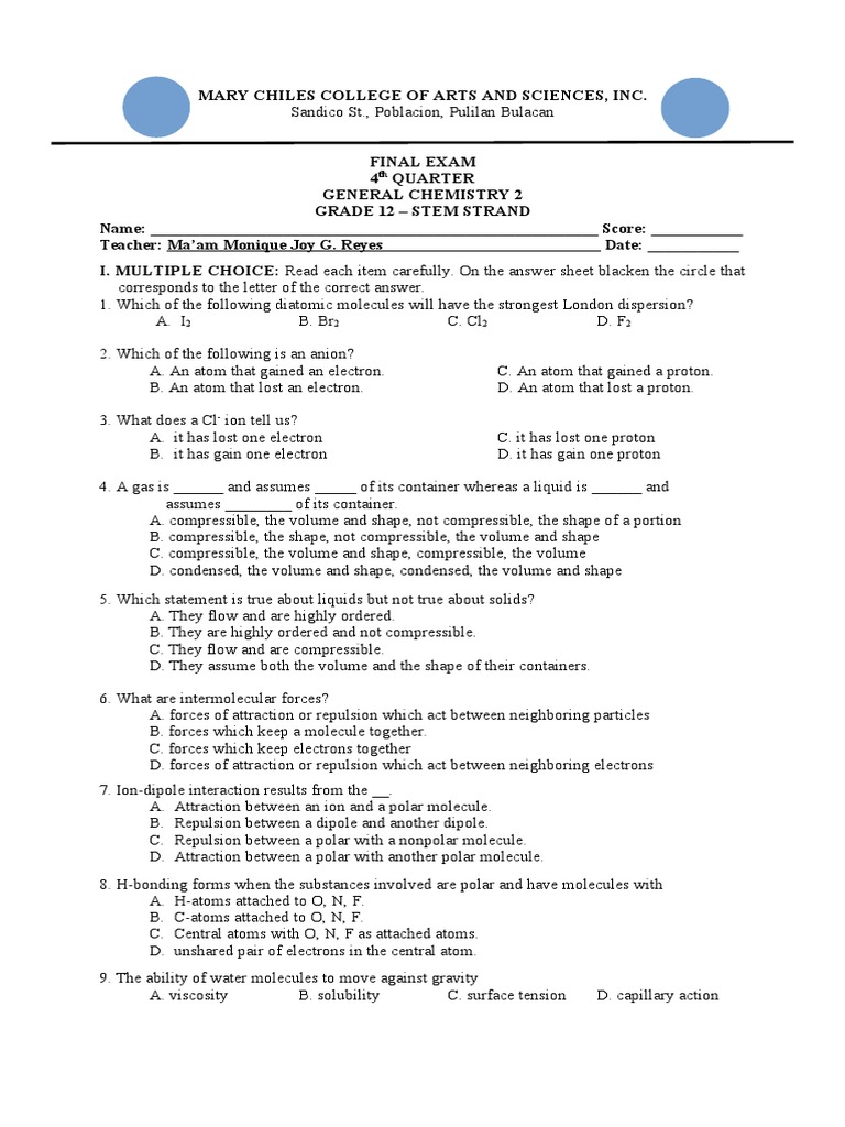 Final Exam | PDF | Reaction Rate | Messenger Rna