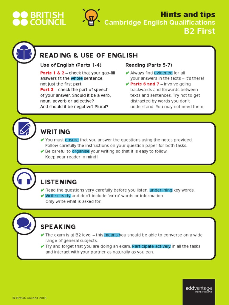B2 Exam Preparation Tips | PDF
