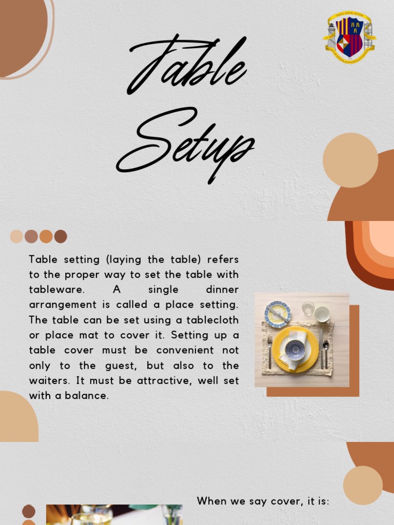 Table Setup | PDF | Tableware | Cooking