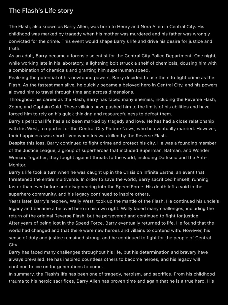 The Flash's Life Story | PDF | Dc Comics | Comics