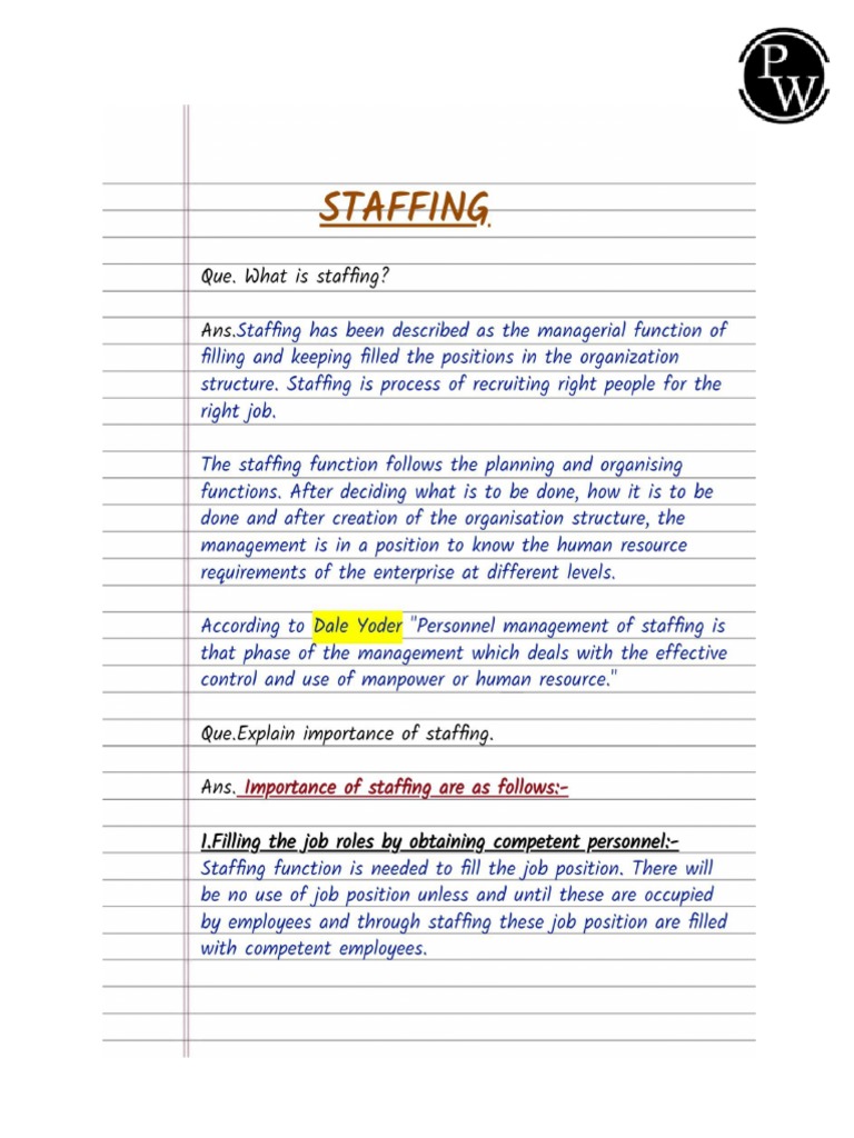 Staffing - Handwritten Notes | PDF