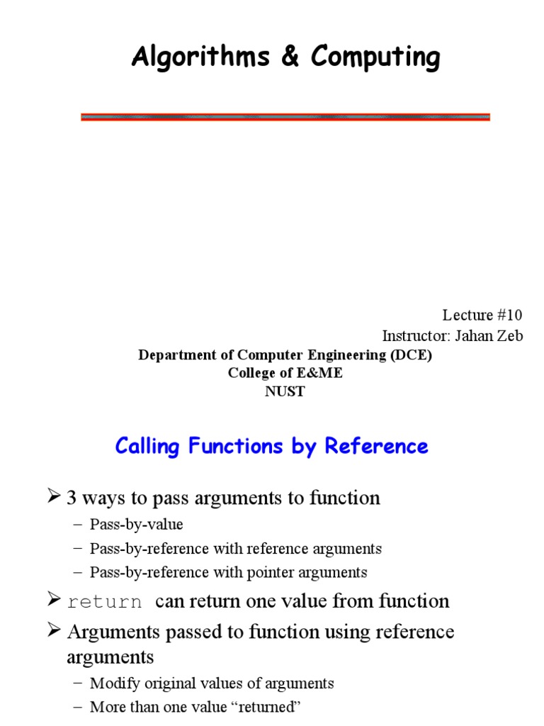 1st Sem Itp Lecture 10 Algorithms And Computing Pdf Pointer Computer Programming 7150