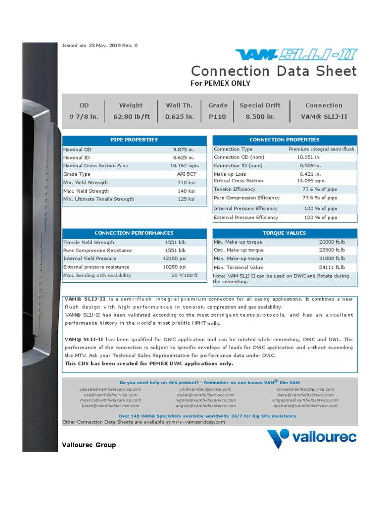 V SLIJ II - 9.875 - 62.80-110ksi DWC PEMEX | PDF | Pipe (Fluid ...