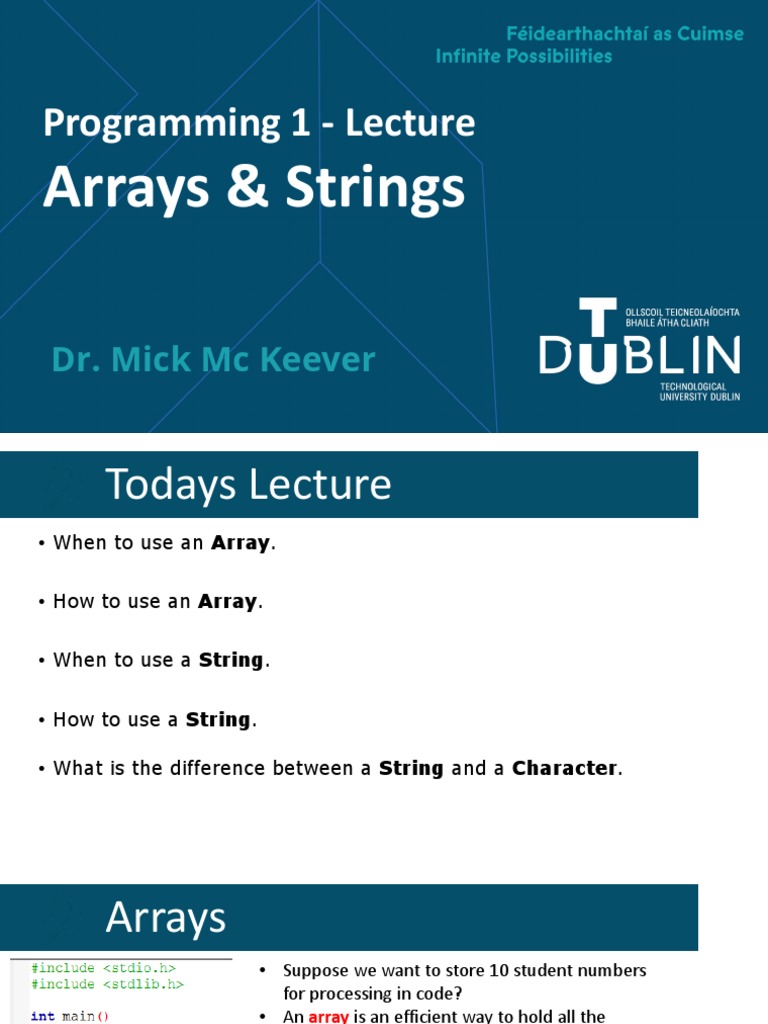 Programming 1 - L6 - Arrays | PDF | Integer (Computer Science) | String (Computer Science)