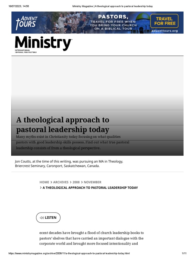 Ministry Magazine - A Theological Approach To Pastoral Leadership Today ...