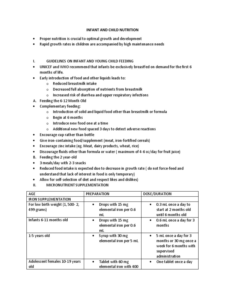 Infant and Child Nutrition | PDF | Breast Milk | Dietary Supplements