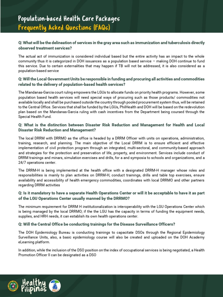FAQs - Population-Based Health Care Packages | PDF | Epidemiology ...