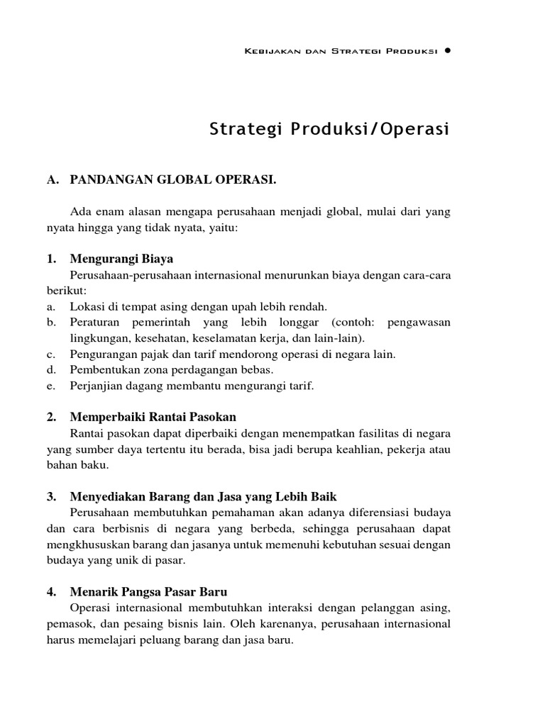 Strategi Operasi Dan Produksi | PDF | Bisnis
