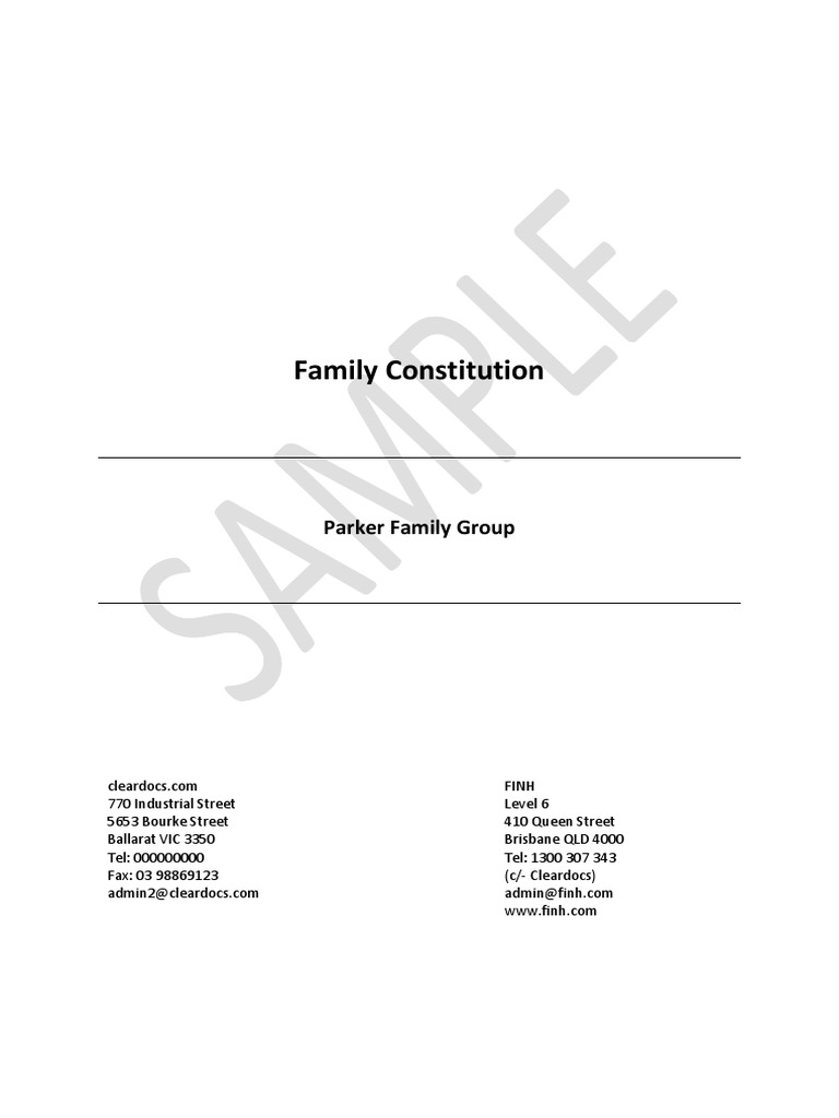 Sample Family Constitution | Download Free PDF | Governance | Family
