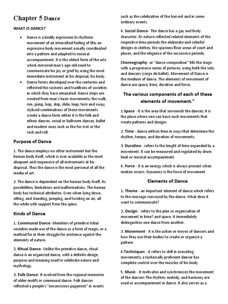 Chapter 5 Dance | PDF | Dances | Ballet