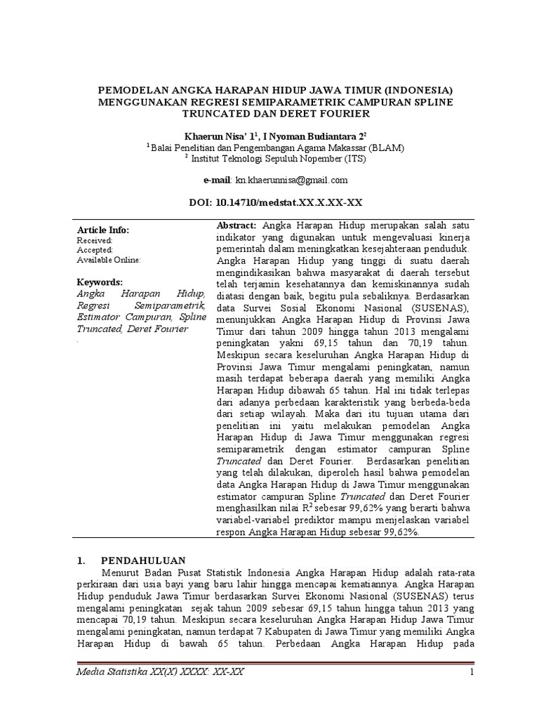 Pemodelan AHH Jatim dengan Regresi | PDF