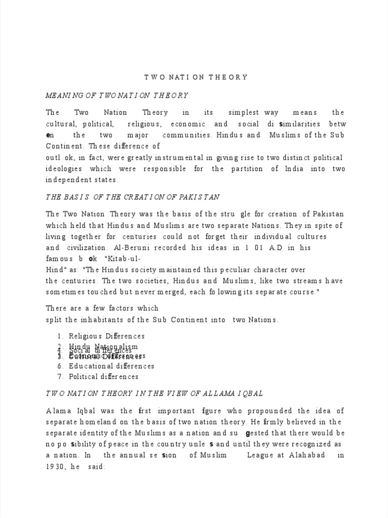 PDF Two Nation Theory | PDF