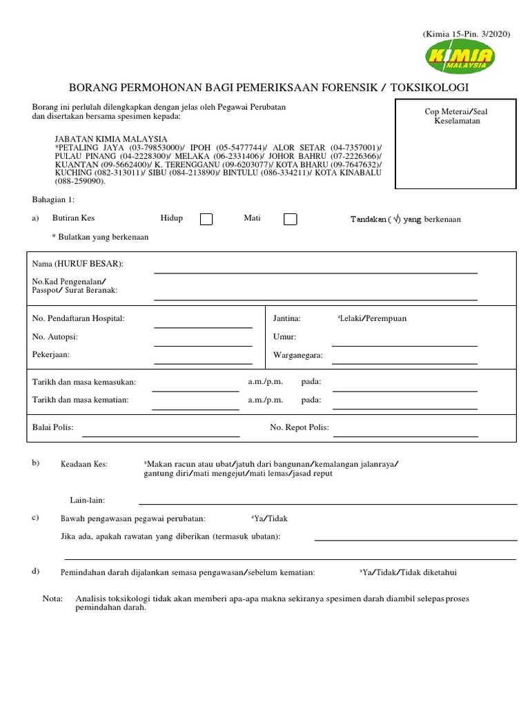 Borang Kimia 15 08052020 | PDF