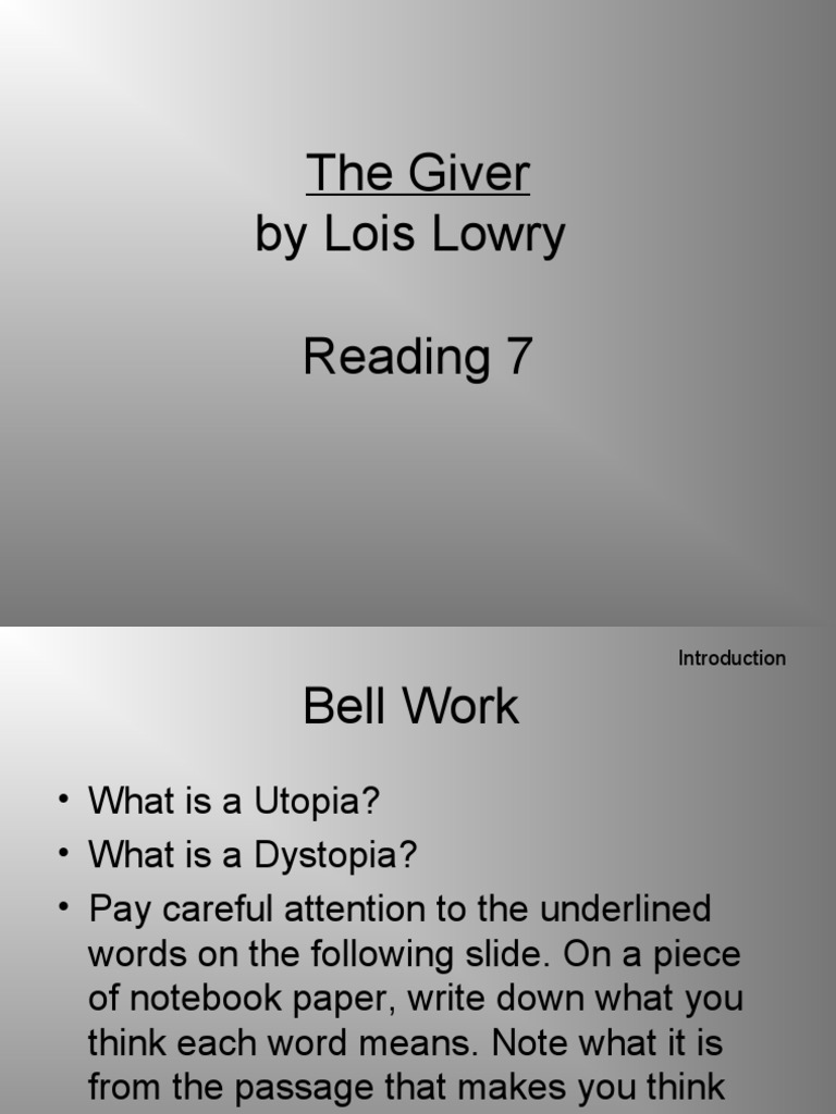 The Giver PPT 1.2014 | Download Free PDF | The Giver | Dystopia