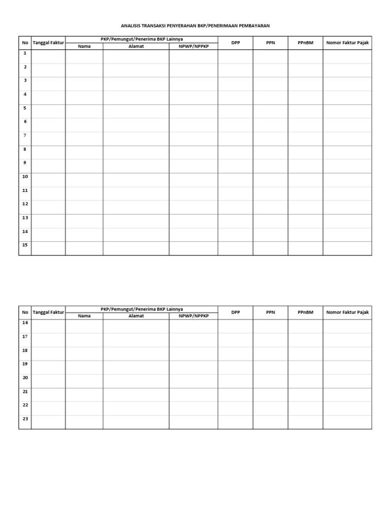 Form Rekap PPN-1 | PDF