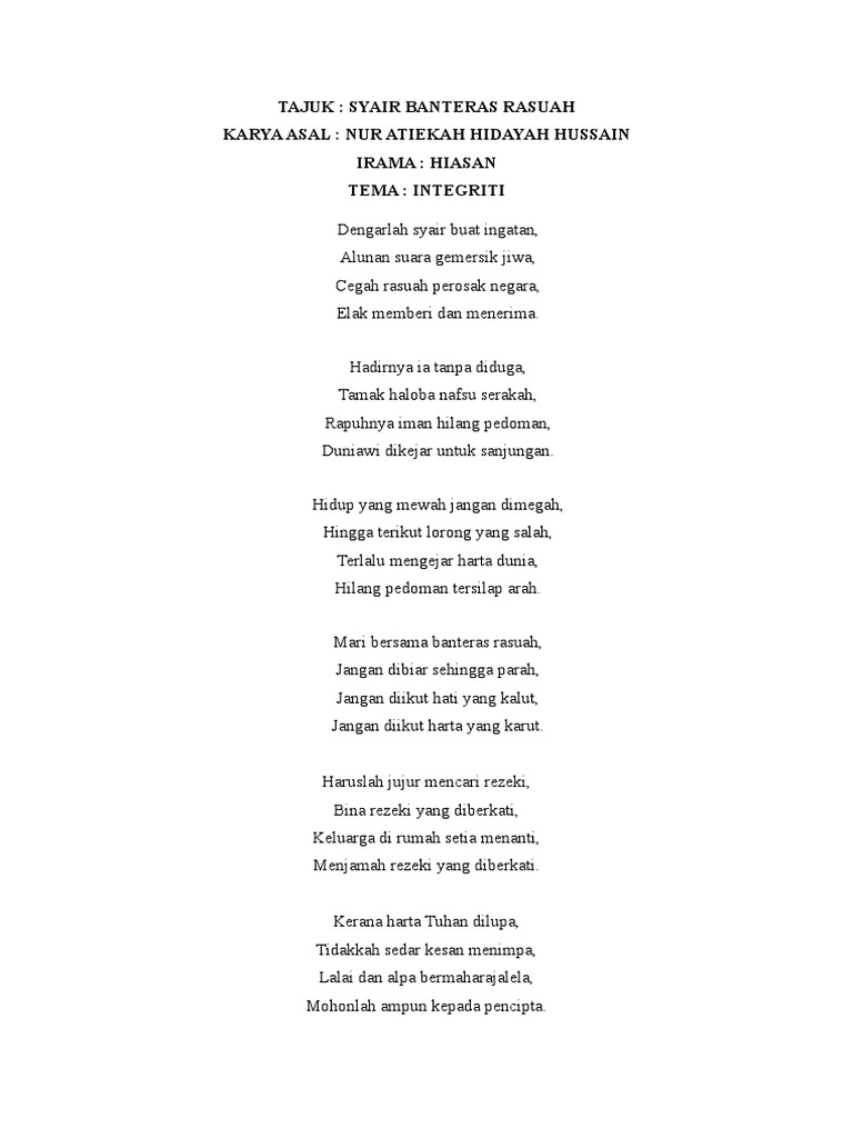 Syair Banteras Rasuah | PDF