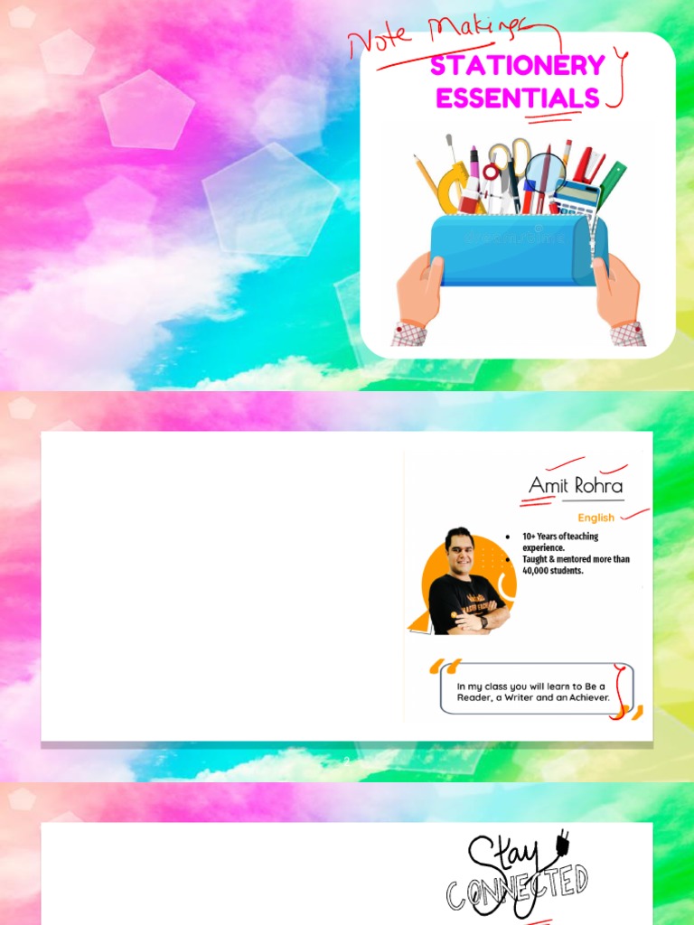 Stationery Essentials For Note-Taking Yw | PDF