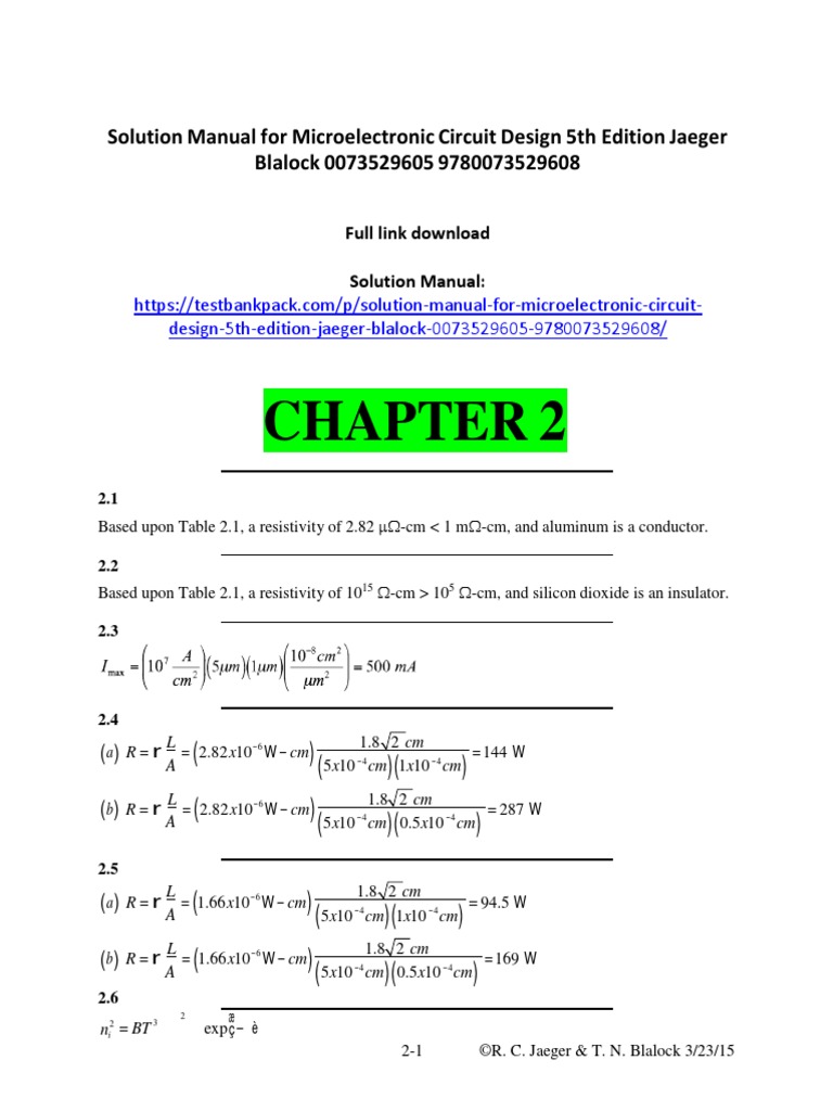 Microelectronic Circuit Design 5th Edition Jaeger Blalock Solution ...