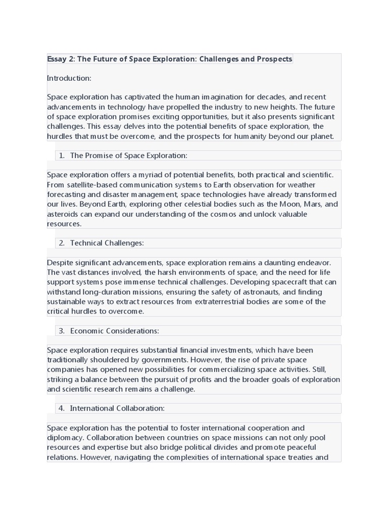 The Future of Space Exploration | PDF | Space Exploration | Outer Space