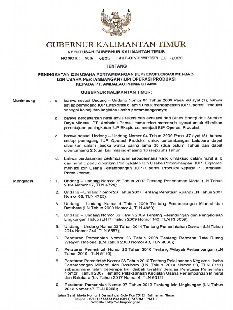 IUP-OP PT. Ambalau Prima Utama | PDF