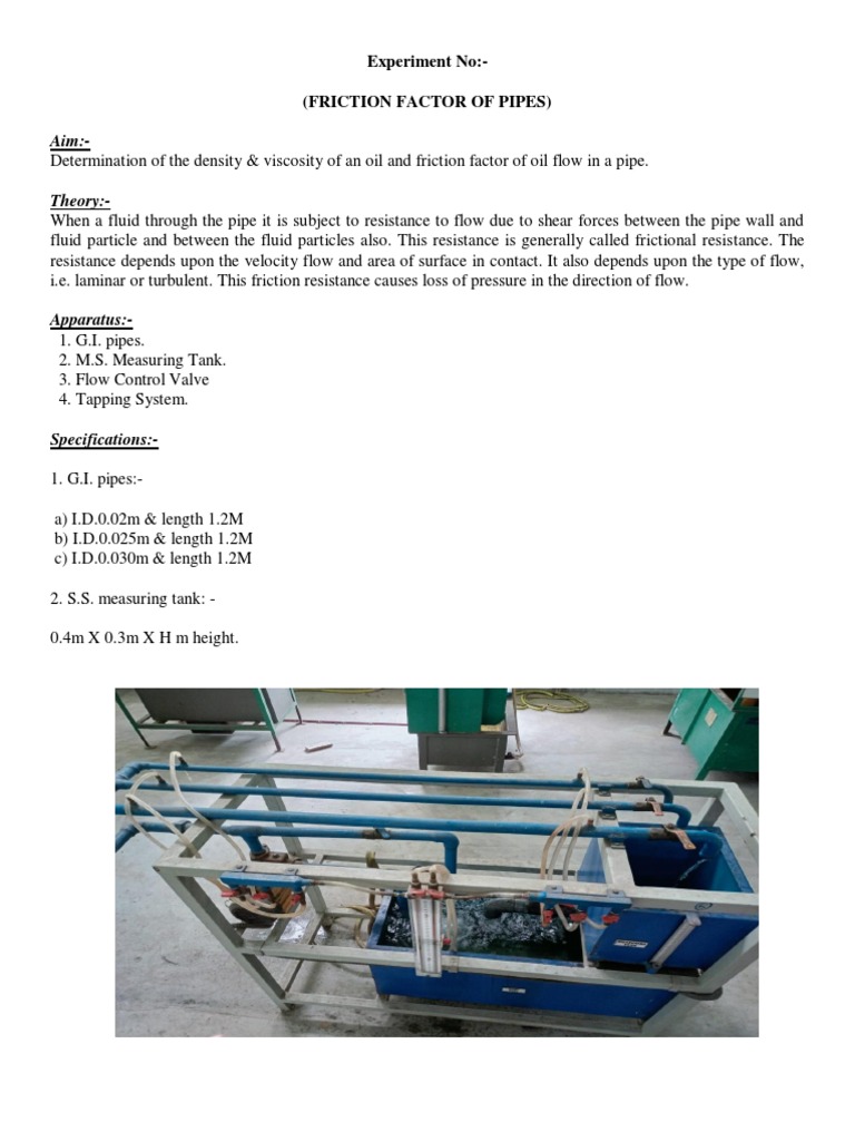 Friction Factor Determination in Pipes | PDF | Fluid Dynamics | Friction