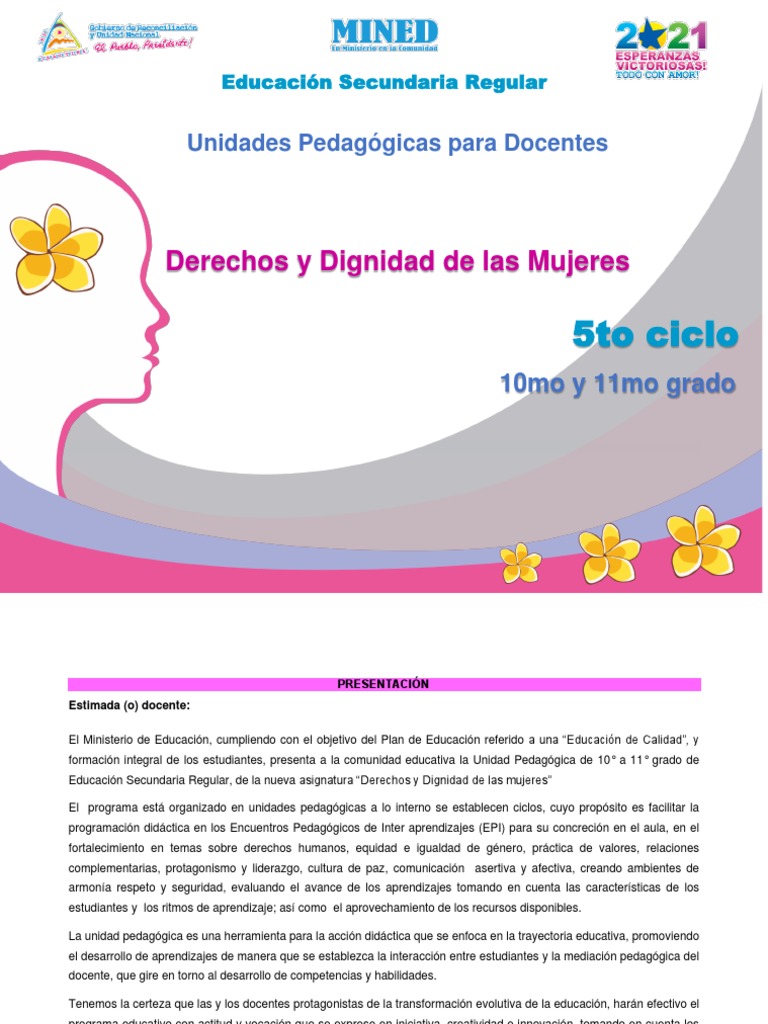 Quinta Unidad Pedagogica Secund Reg Dignidad y Derechos de Las Mujeres ... | PDF | Igualdad de ...