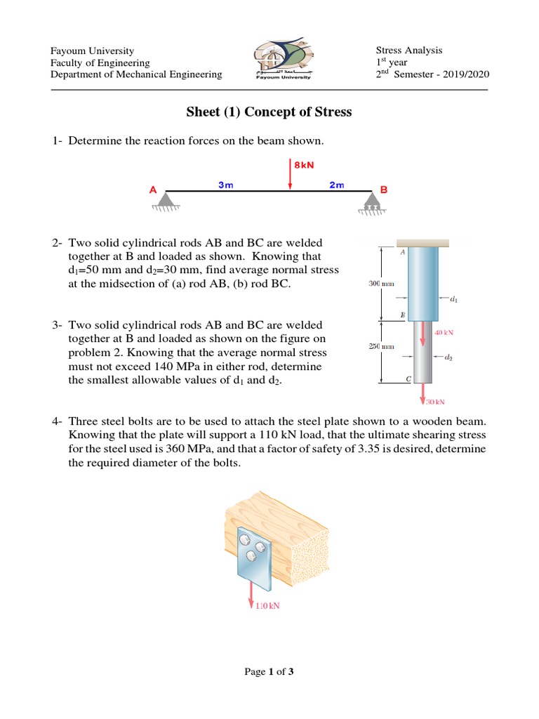 Sheet 1 | PDF | Stress (Mechanics) | Screw