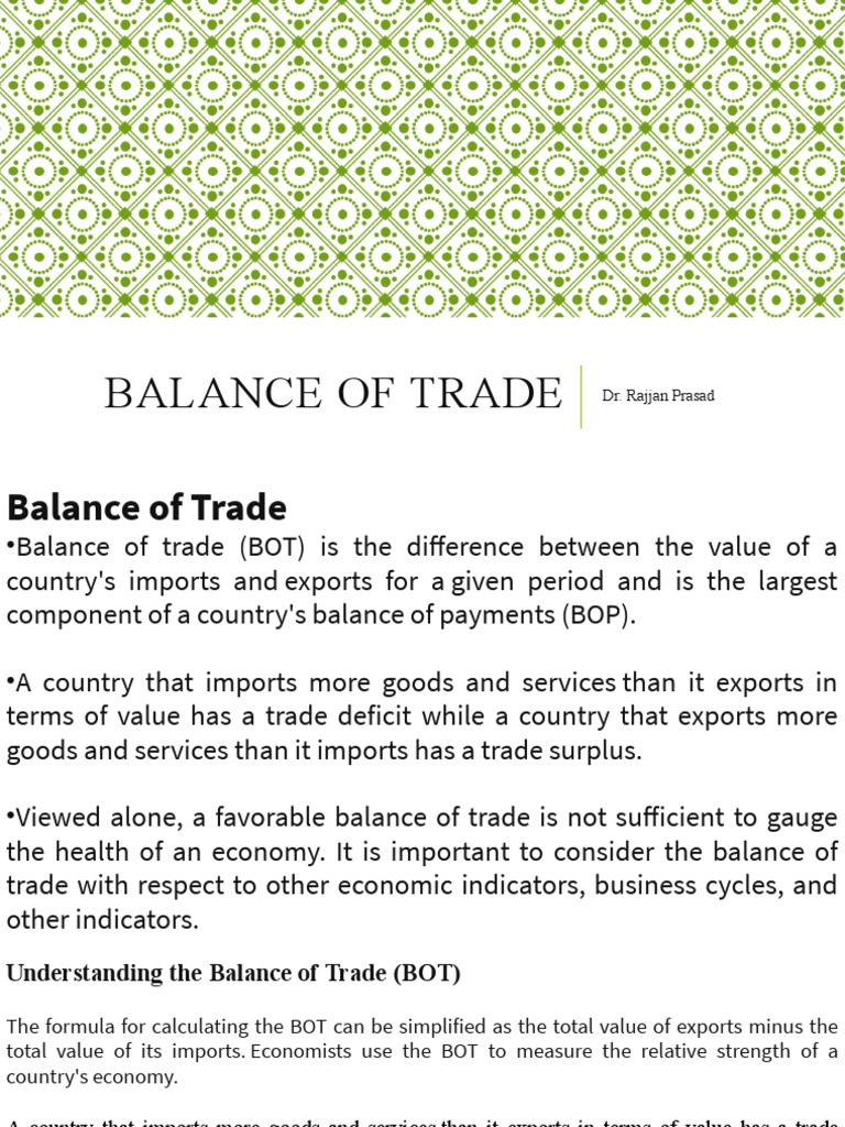 Balance of Trade | PDF | Balance Of Trade | Balance Of Payments