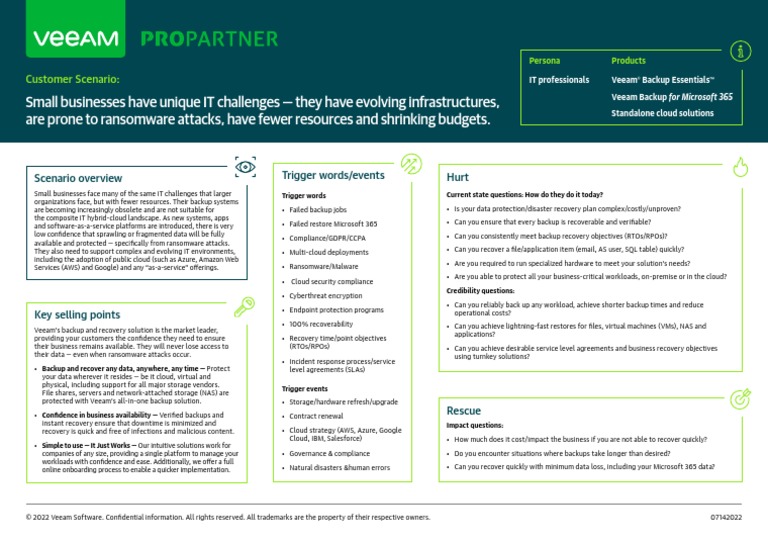 Veeam SMB Customer Scenario | PDF | Cloud Computing | Backup