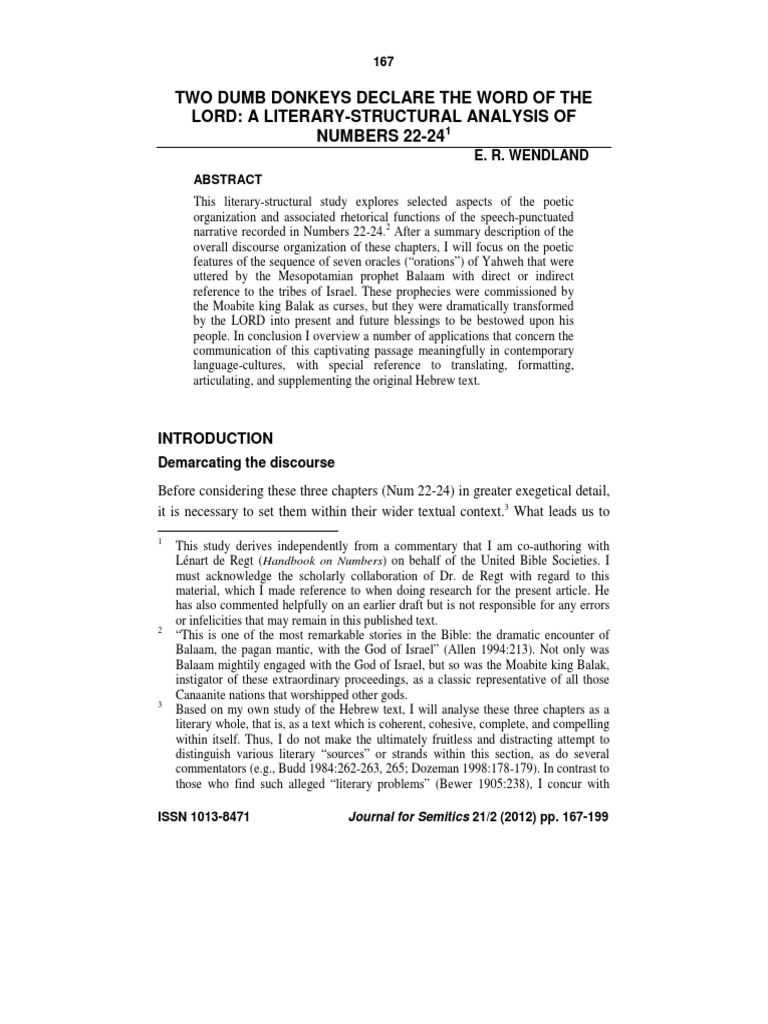 Literary Analysis of Numbers 22-24 | PDF | Book Of Numbers | Religious ...